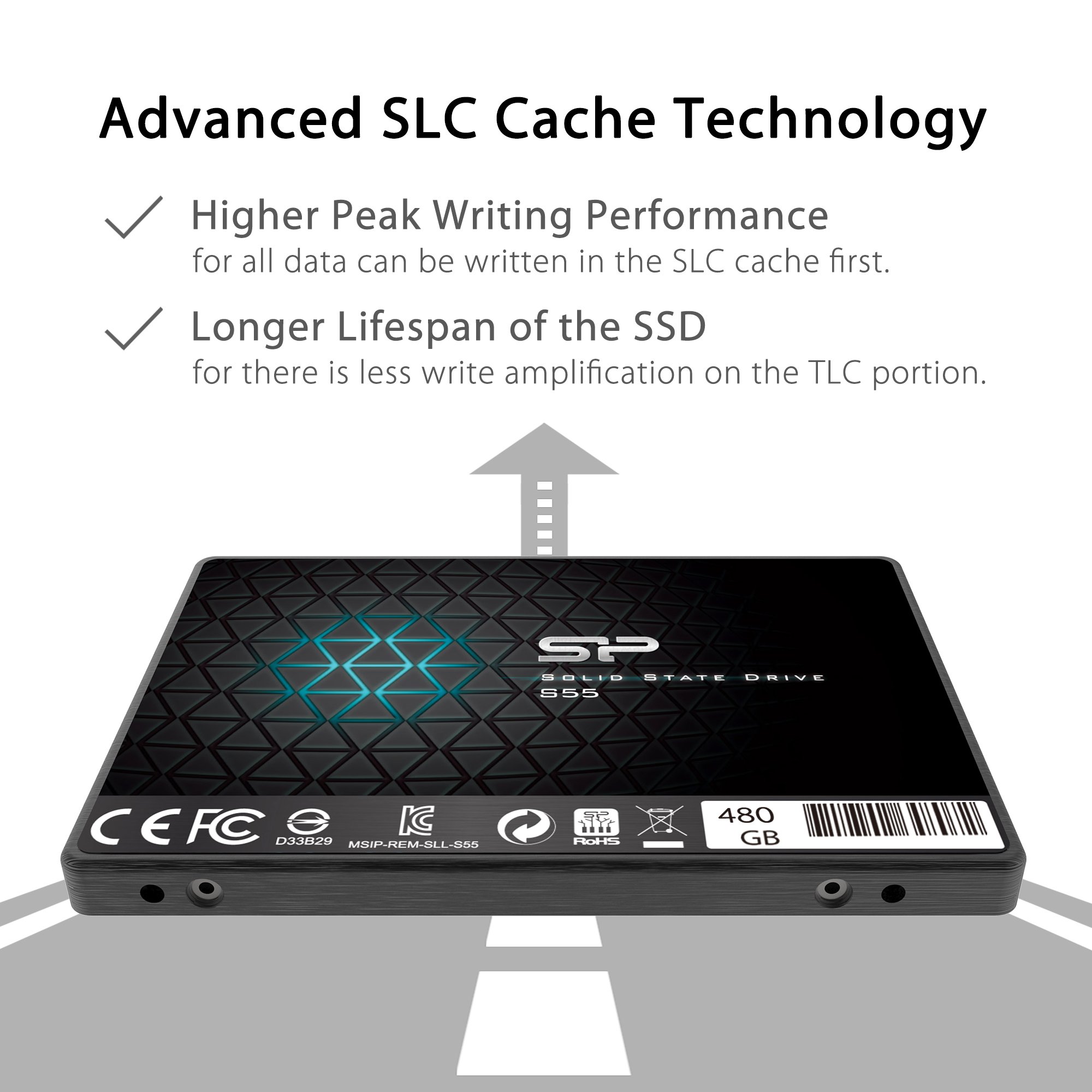 Silicon Power S55 480GB 2.5" 7mm SATA III Internal Solid State Drive SP480GBSS3S55S25