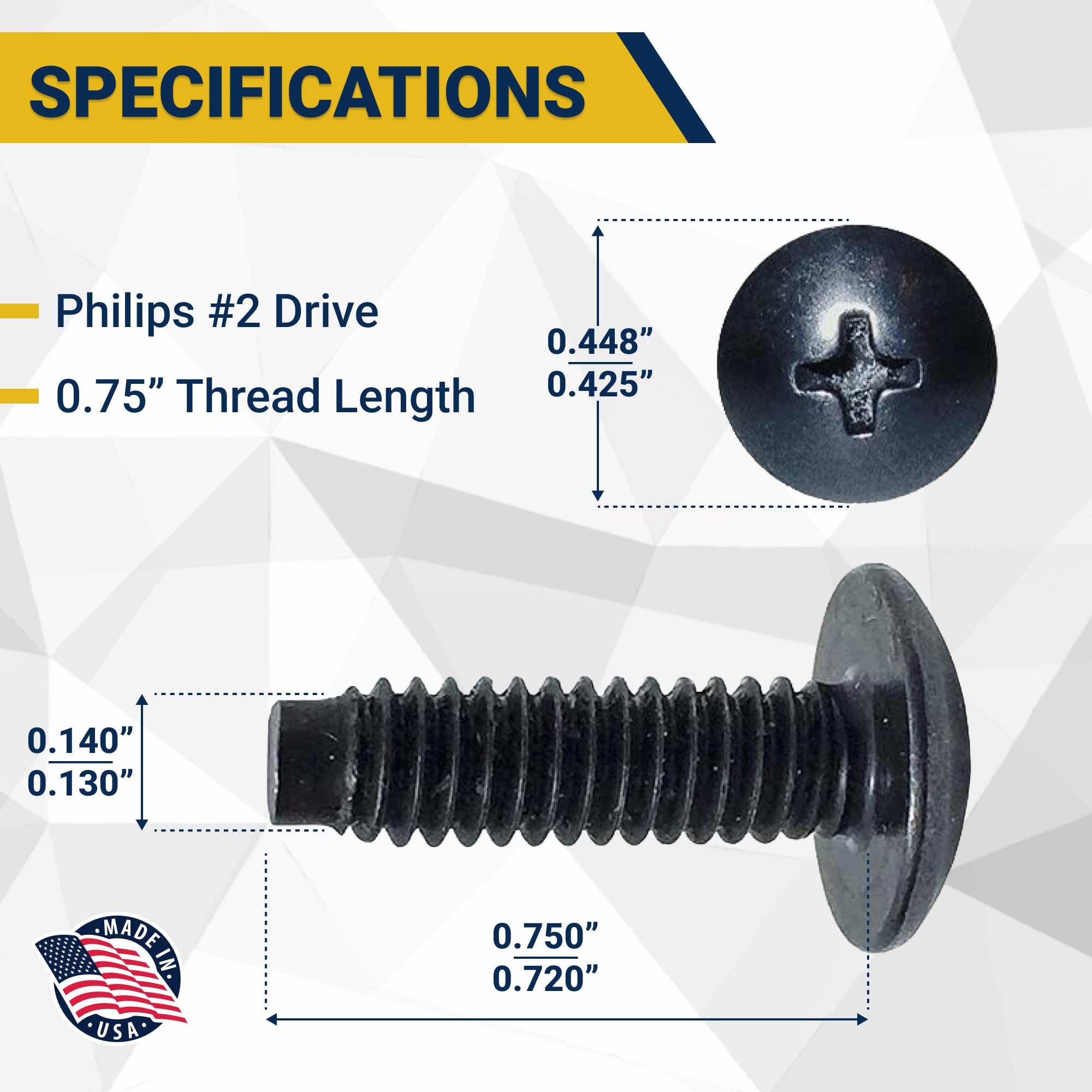 RackGold 10-32 Rack Screws 100 Pack-USA Made