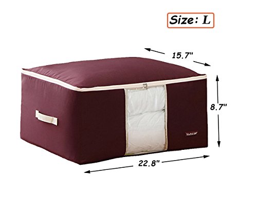 Oululu Oxford Storage Bag for Quilt Blanket Clothes Comforter (Wine Red, L)