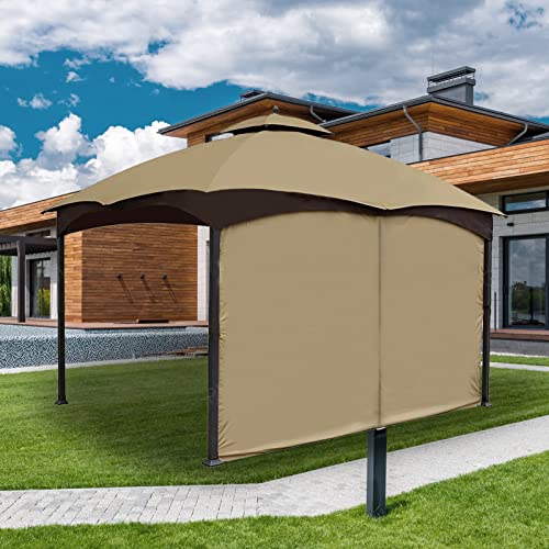 Gazebo Universal Replacement Privacy Curtains - Gafrem 10' x 10' Canopy Side Wall Privacy Panel with Zipper, 1 Panel Sidewall ONLY (Khaki)