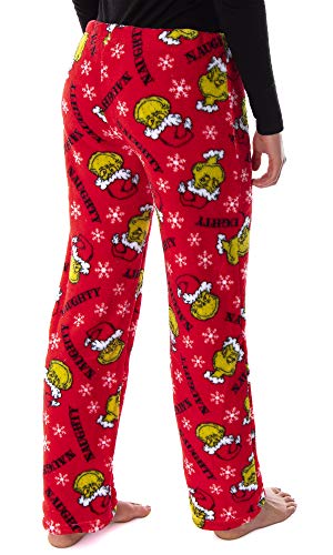 Dr. Seuss Juniors The Grinch Naughty Soft Touch Fleece Plush Pajama Pants Red