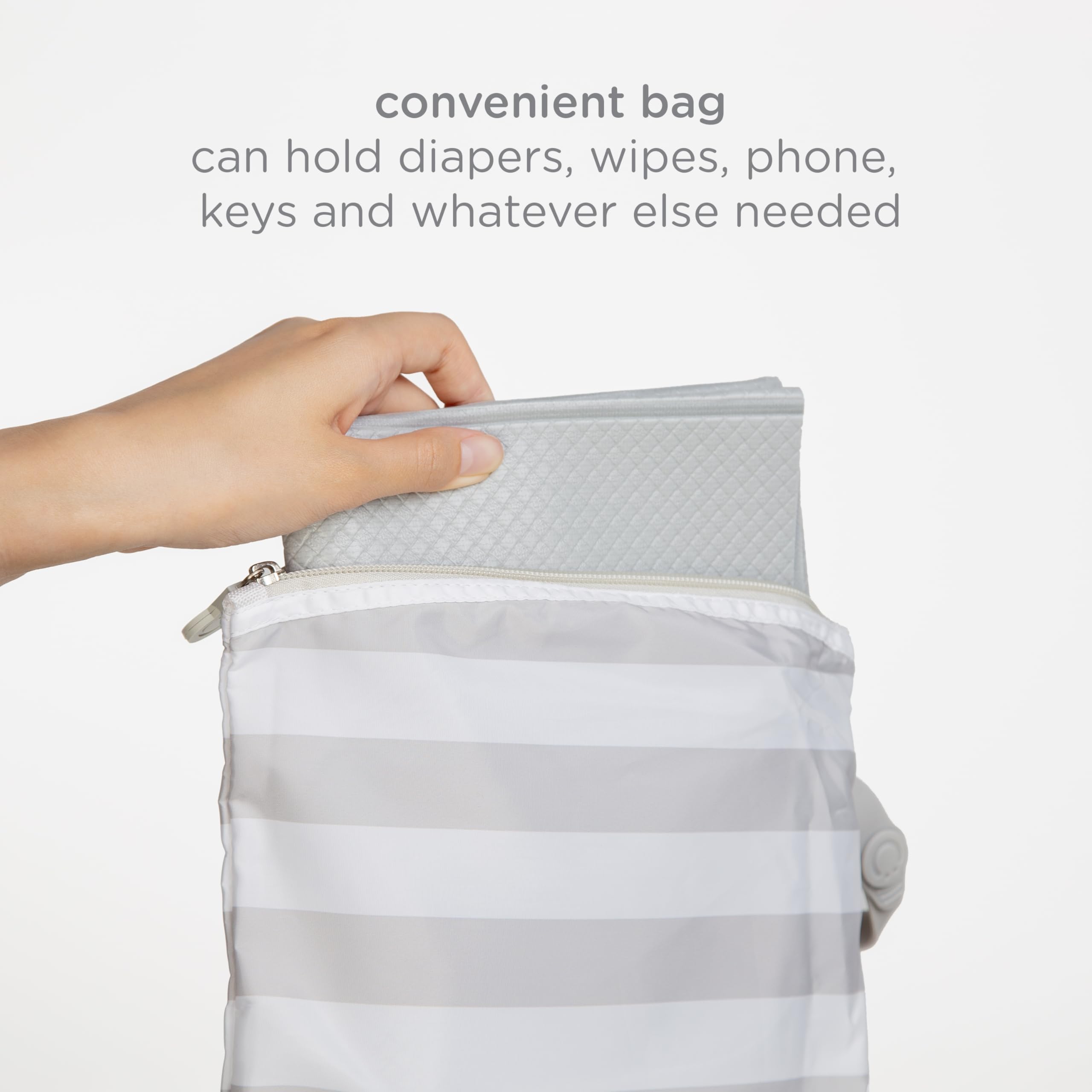 Ubbi On-the-Go Changing Mat with Carrying Bag, Soft and Comfortable Diaper Bag Accessory Must Have for Newborns, Easy to Clean, Portable Changing Pad, Gray