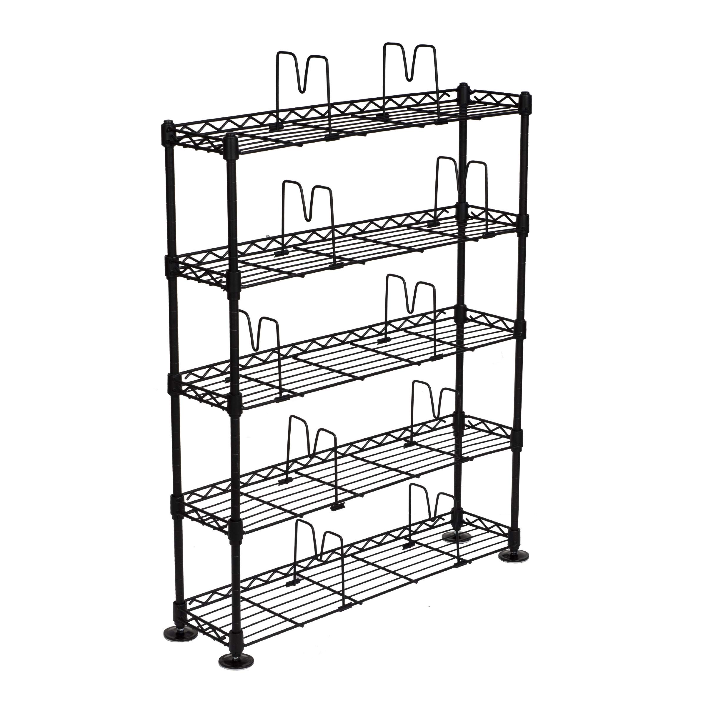 Atlantic Maxsteel 5 Tier Shelving - Heavy Gauge Steel Wire Media Shelving for 275 CDs,152 DVDs, Blu-ray or Games PN3010 in Black