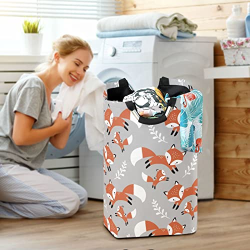 Kigai Fox Laundry Basket Collapsible Large Clothes Hamper Nursery Storage Bin with Handle for Bedroom, Bathroom, Dorm, Kids Room