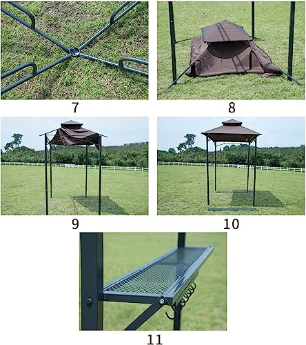 Grill Gazebo 5×8 Grill BBQ Canopy Tent Shelter with 2 Tier Hardtop Outdoor Patio Backyard Deck (L96 x W60 x H101, Red)