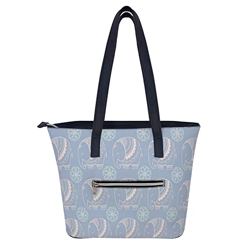 Beautiful Elephant Women's Tote Bag PU Leather Shoulder Bag Handbags Purse For Work Shopping Travel