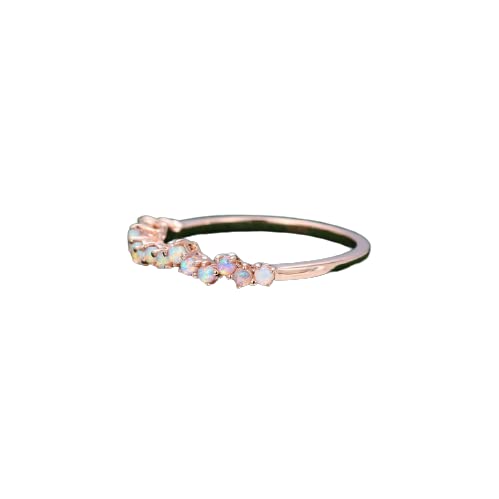 Beautiful Ethiopian Opal Ring,Sterling Silver Rose gold Plated Ring, Women Eternity Ring, Wedding Ring (8)