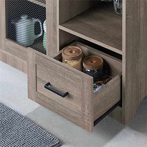Furniture of America Tanaka Transitional 3 Top Drawers Buffet Server, Sideboard with Hanging Stemware and Cabinet for Dining Room, Kitchen, 47.2-inch, Chestnut Brown