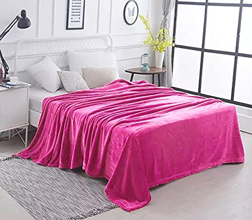 Home Must Haves Solid Hot Pink Affordable Bed Blanket Bedding Throw Fleece Super Soft Warm (Queen), (Hot Pink Blanket 1)