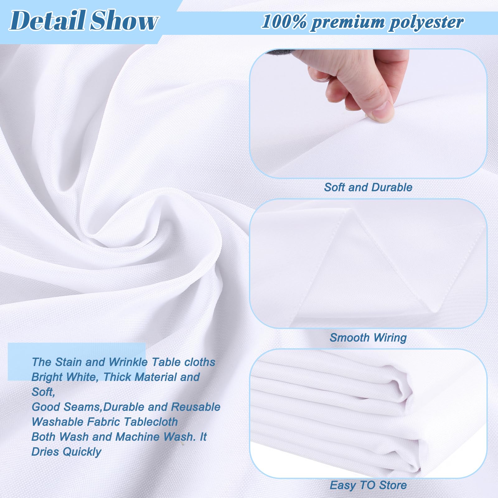 Kesfey 6 Packs White Table Cloths Rectangle 60 x102 inch High Density Washable Polyester Fabric White Tablecloths for 6 Foot Tables Rectangle Wrinkle Resistant Tablecloth for Parties Wedding Banquet