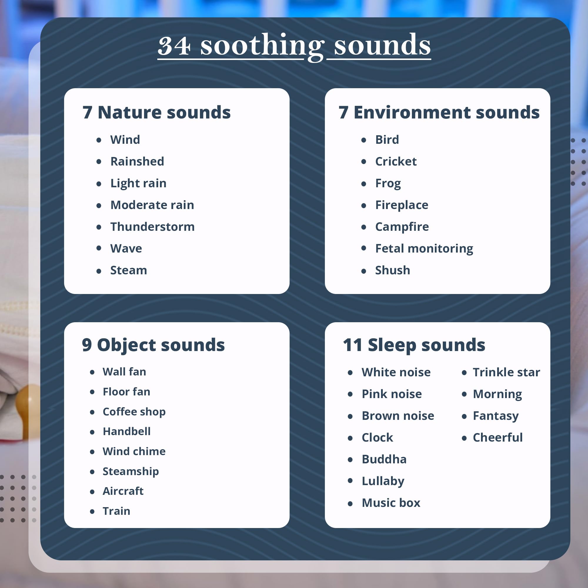 Baby Sound Machine for Better Sleep - White Noise Soother with Baby Night Light, Voice Control, App-Enabled Settings, Toddler Sleep Trainer - 34 High-Fidelity Relaxing Sounds