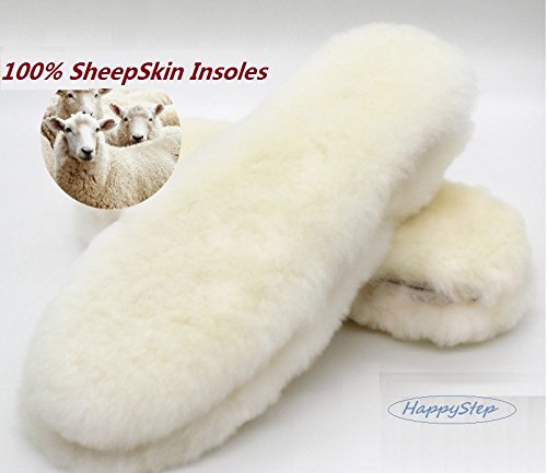 Happystep Genuine Sheepskin Lambswool Cushioning Shearling Winter Insoles with Felt Comfort Sole(Women 11)