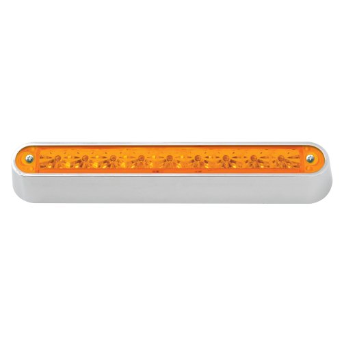 Grand General 76090 Amber 6-1/2" 9-LED Sealed Light Bar with Chrome Base and 3 Wires for Dual Function