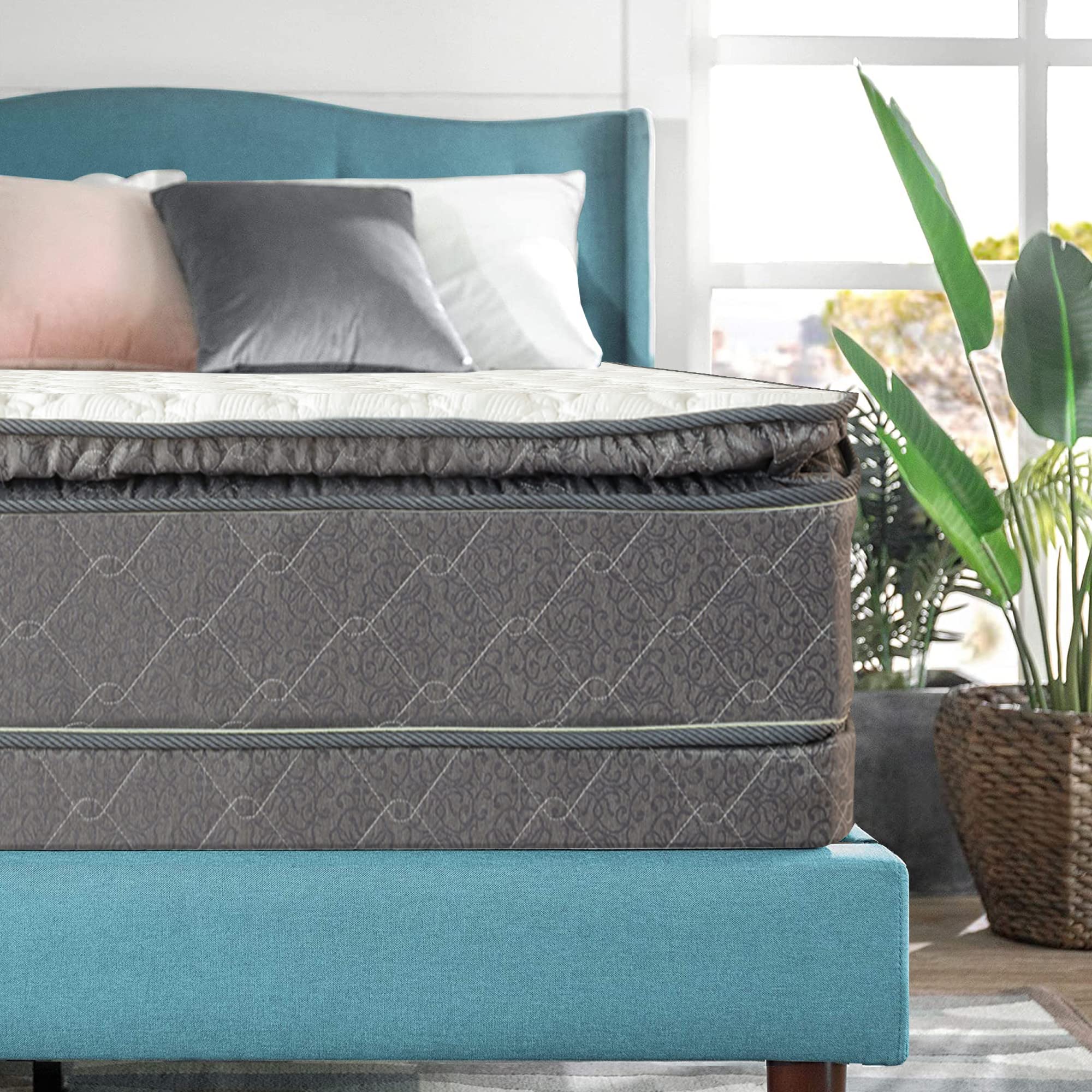 Nutan, 10-Inch Pillow Top Foam Encased Medium Plush for Advanced Back Support Mattress, Full