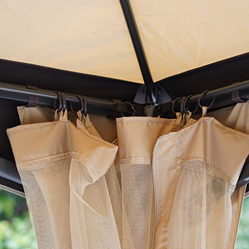 Outsunny 10' x 10' Outdoor Gazebo with Mesh Netting Sidewalls for Shade and Rain, Patio Gazebo Canopy with 2-Tier Soft Top Roof and Steel Frame for Lawn, Garden, Backyard and Deck