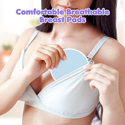 Organic Bamboo Nursing Breast Pads - 14 Pack Reusable and Washable Postpartum Pads for Breastfeeding and Maternity, with Laundry Bag - Soft, Natural and Large Nipple Pads for New Moms