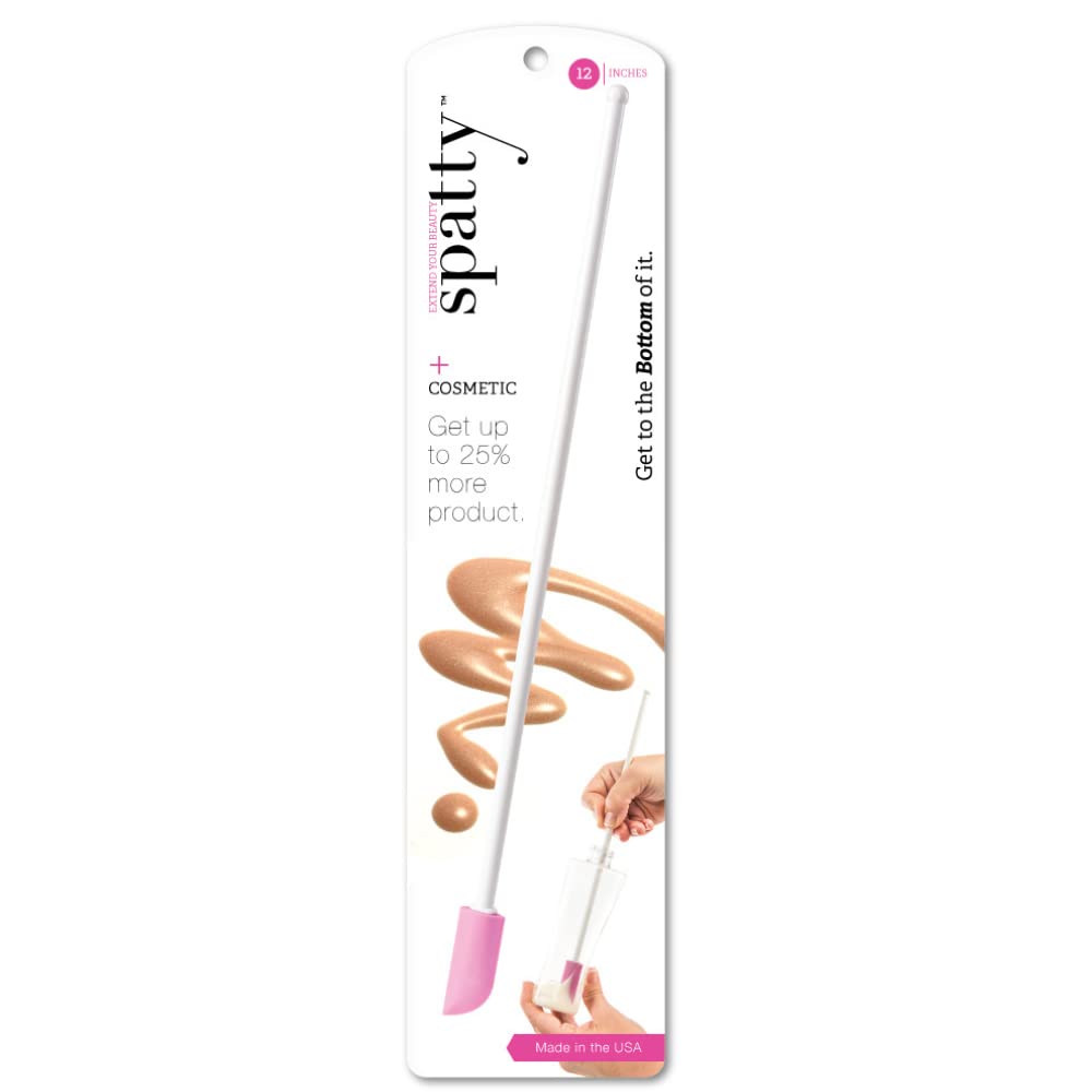 Spatty Daddy Beauty Makeup Spatula (12 Inch Pink) Shark Tank Mom Made, Scrapes Last Drop of Lotion, Mini Spatula Makeup, Long Makeup Spatula, Scoop for Makeup, Makeup Stocking Stuffer, Makeup Spatula