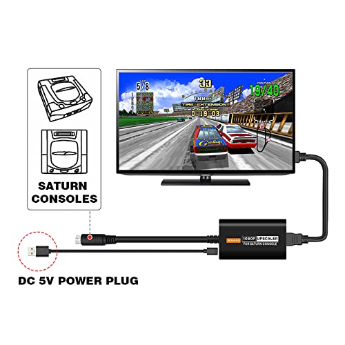 Kacenray HDMI Converter for Sega Saturn 1080P Upscaler HDMI Adapter Cable S-Video Input 4:3/16:9 Aspect Ratio Switching