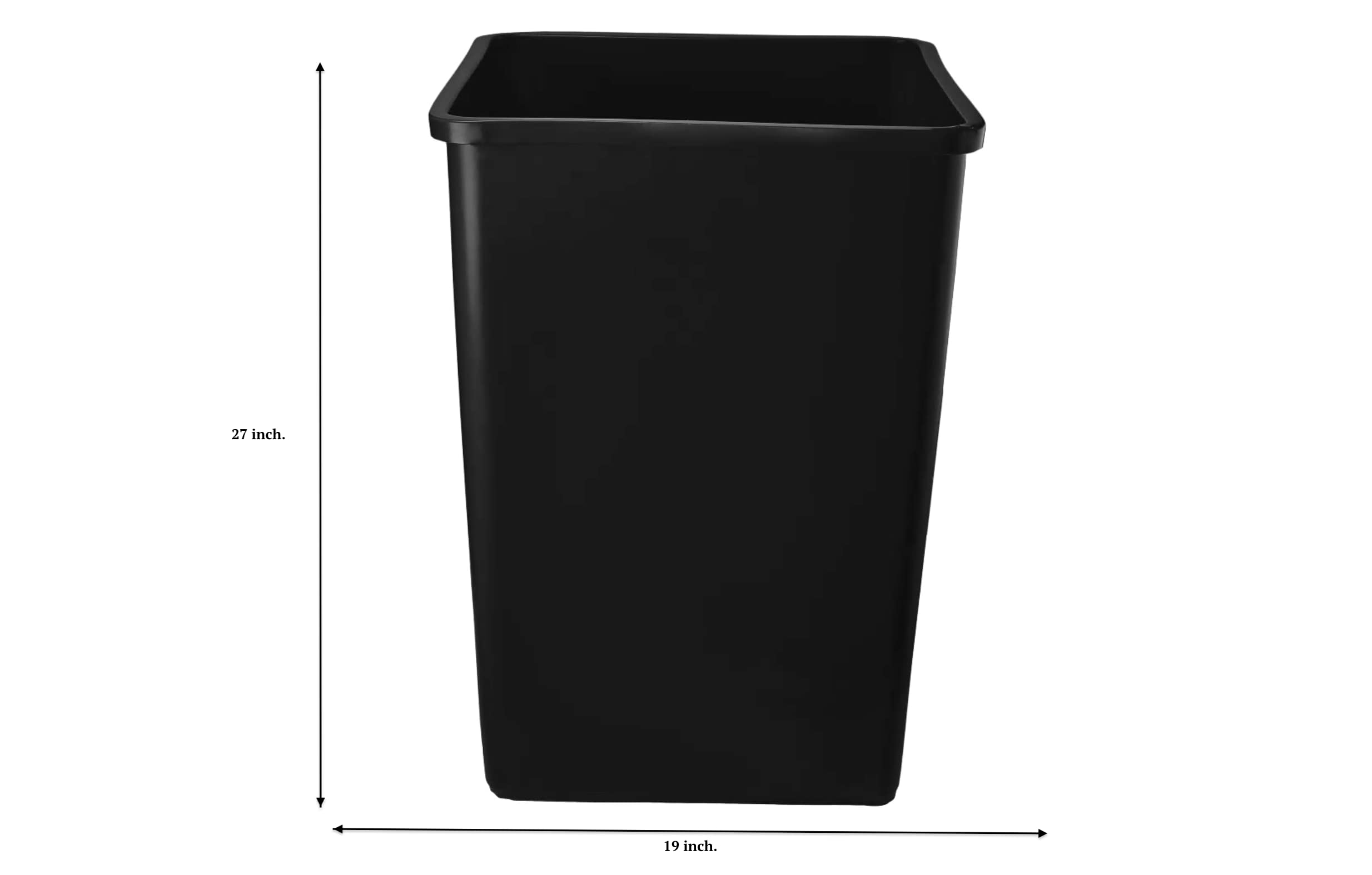 PRO&Family 140 Qt. / 35 Gallon / 132 Liters Black Square Trash Can. Trash Bin Kitchen Trash Can Recycling Bins Plastic Bin Garbage Can.