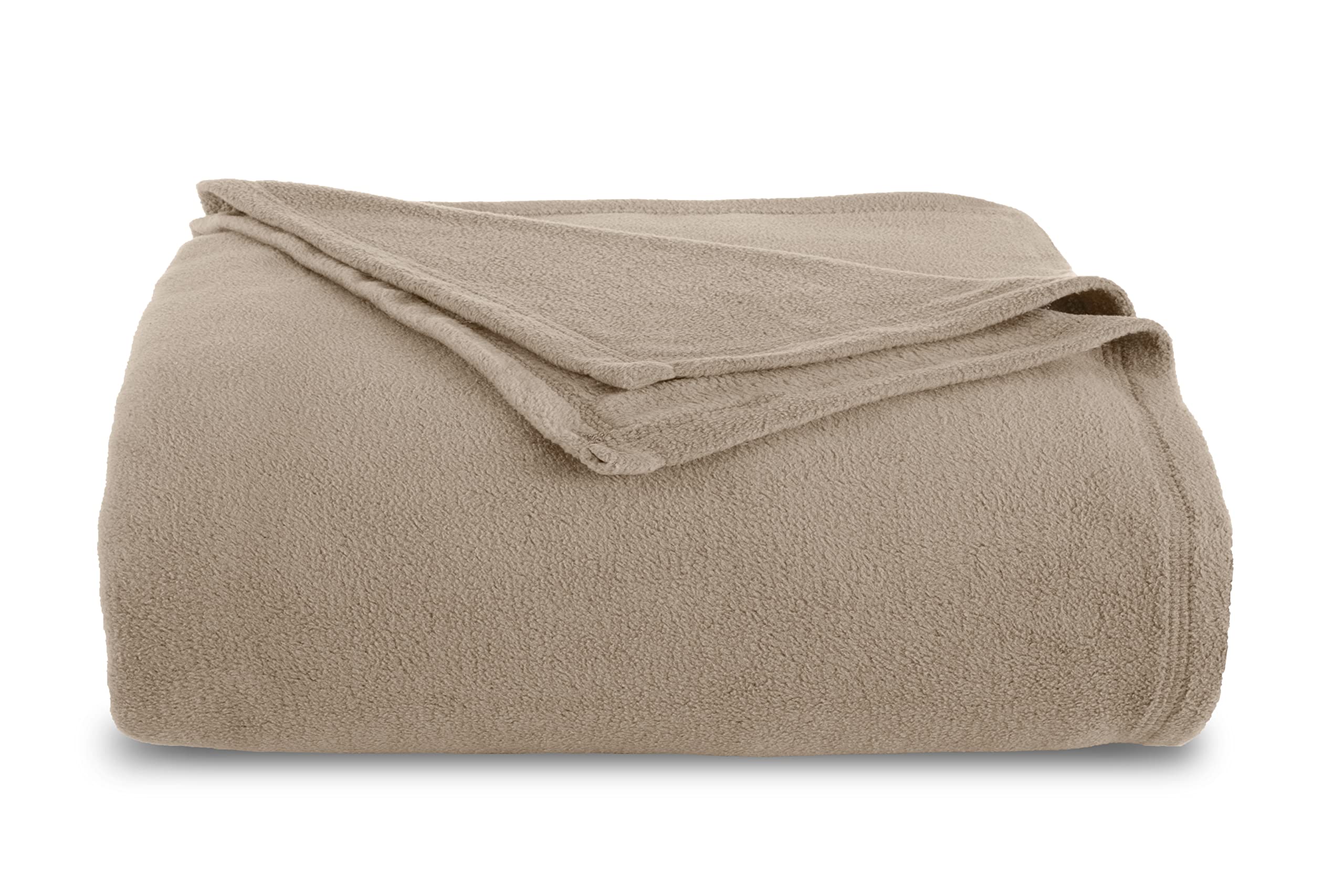Martex Fleece Blanket Queen Size - Fleece Bed Blanket - All Season Warm Lightweight Super Soft Anti Static Throw Blanket - Beige Blanket - Hotel Quality- Blanket For Couch (90x90 Inches, Beige)