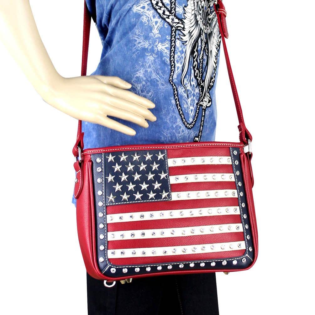 Montana West Concealed Carry American Pride Crossbody Purse Navy