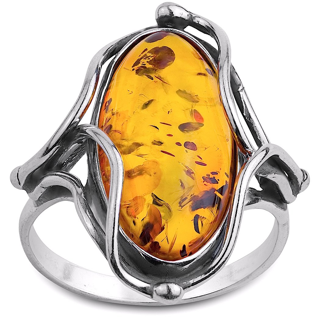 Amber Collection and Sterling Silver Oval Ring