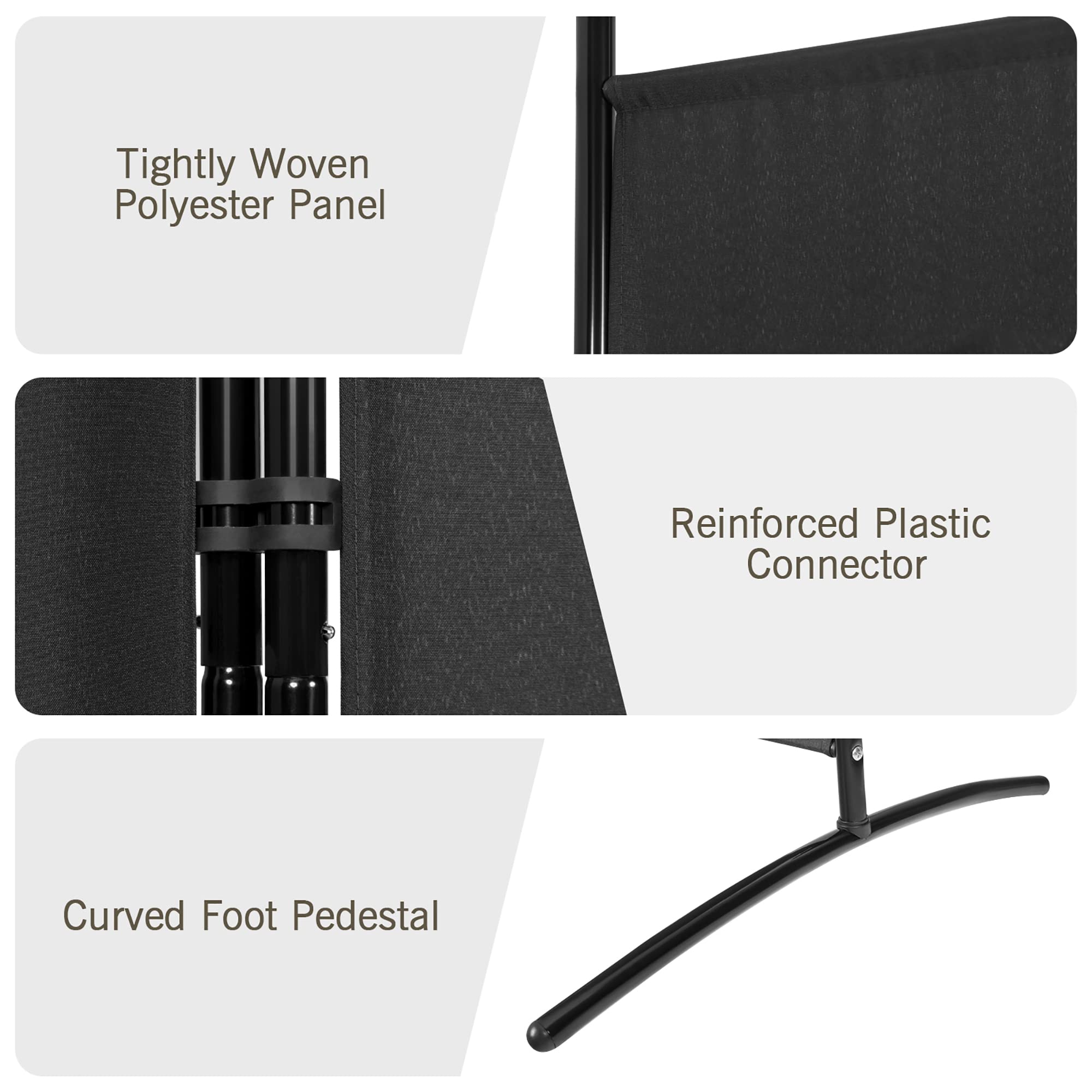 DORTALA 3-Panel Room Divider, Freestanding Folding Privacy Partition Screen with Steel Frame, Morden Room Divider for Separating Room in Bedroom, Office, Black