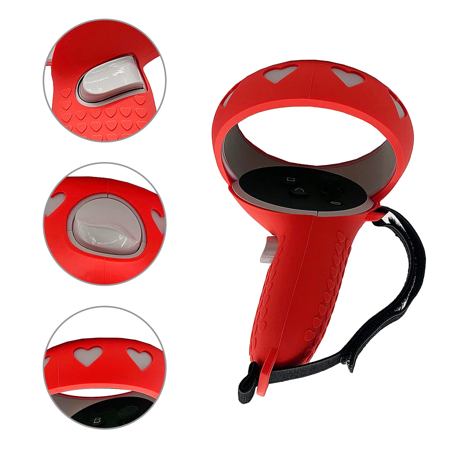 AreMe Silicone Skin Case Protector Accessories kit for Meta/Oculus Quest 2, with VR Shell Front Cover, Face Cover, Protective Lens Cover, Touch Controller Grips Cover (Red)