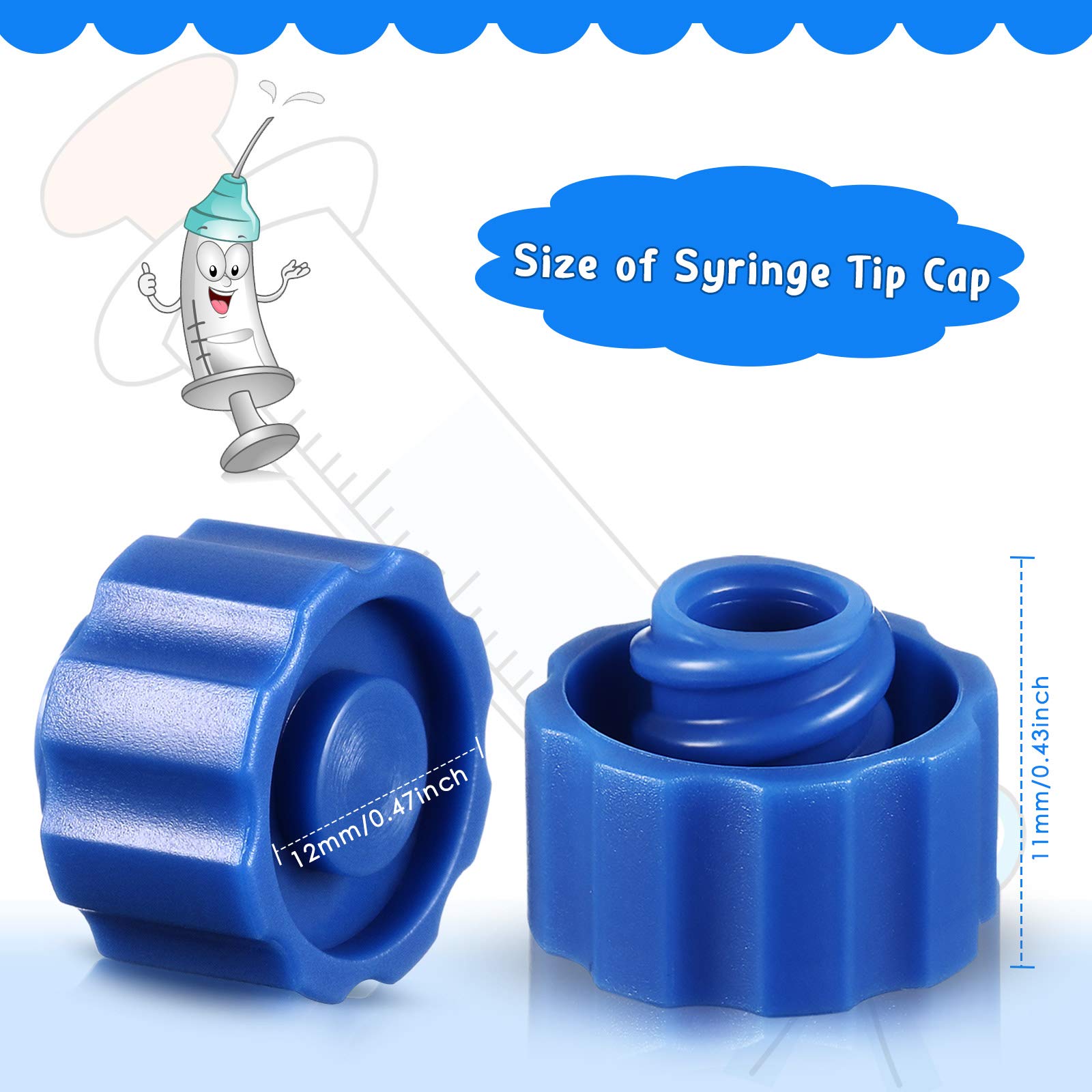 Syringe Tip Caps No Needle Lock Cap for Feeding Tubes Lab Supplies, Blue (300 Pieces)