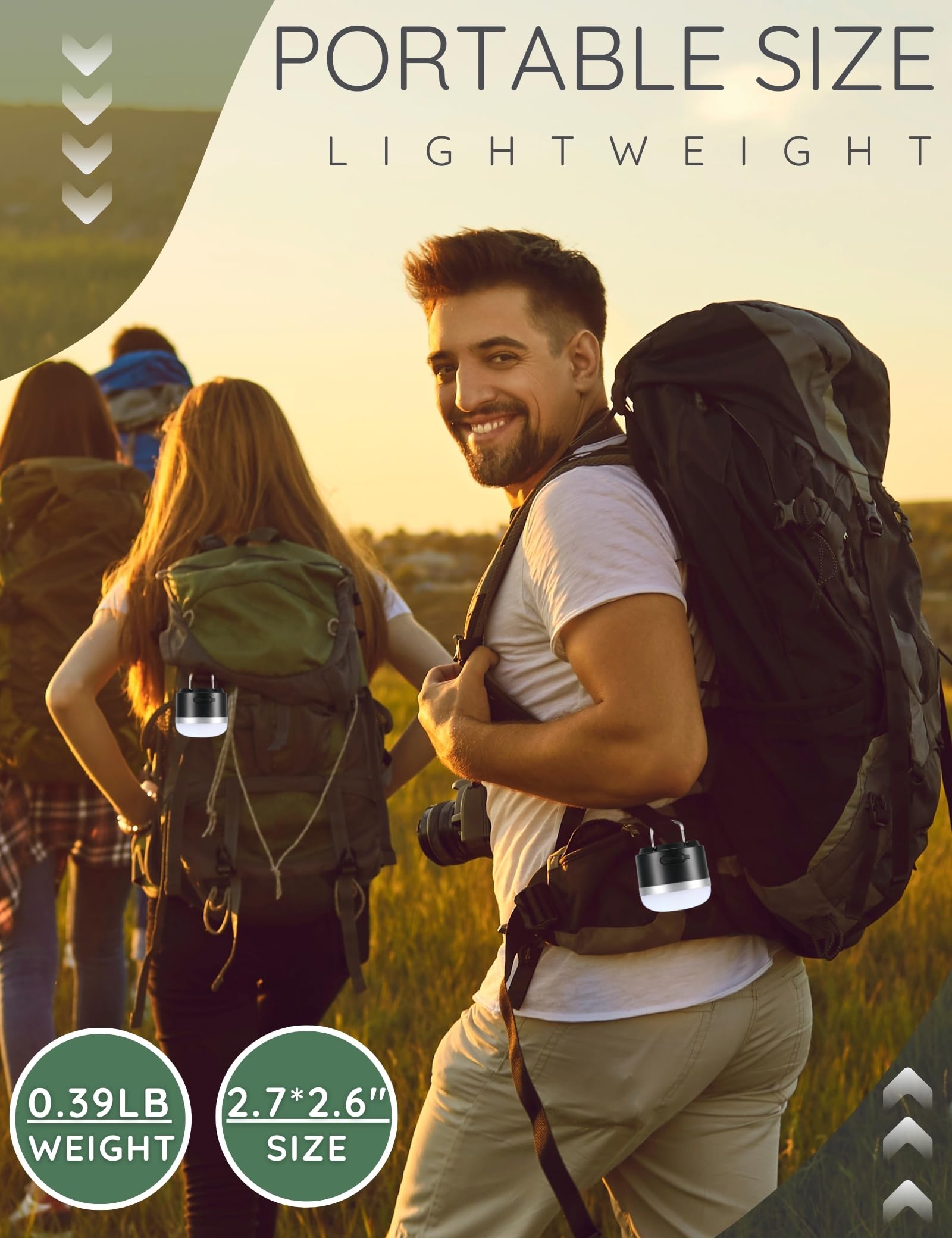 Joyzy Camping Lantern Rechargeable, LED Camping Light with 5 Light Modes, Outdoor Rechargeable Lantern, Adjustable Brightness Mini Hanging Lantern for Camping (Black)