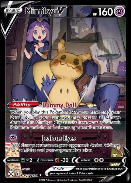 Mimikyu V - TG16/TG30 - Brilliant Stars - Trainer Gallery Pokemon Card - Full Art
