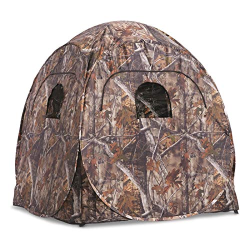Guide Gear Deluxe Pop-Up Hunting Ground Blind, 1-2 Person Tent, Hunting Gear, Equipment, and Accessories, 4-Panel Spring Steel
