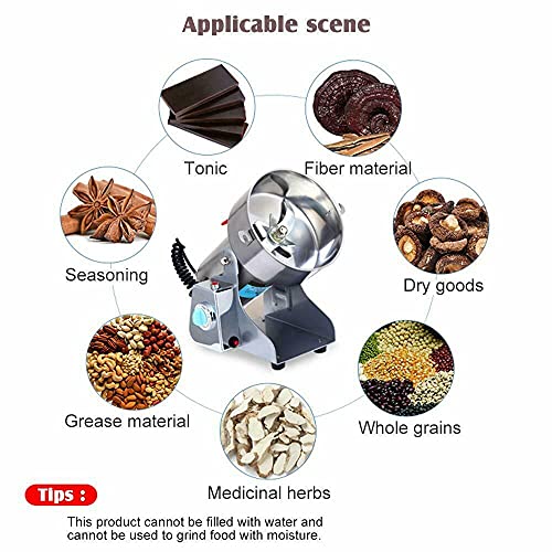 Samger 70-300 Mesh Electric Grain Miller Grinder 700g 1800W Stainless Steel High Speed Spice Grinder Pulverizer 28000RPM Commercial Powder Machine for Coffee Bean Nut Herb Wheat Pepper