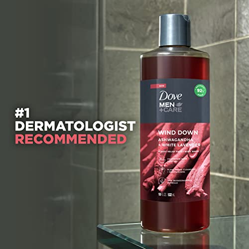 DOVE MEN + CARE Face + Body Wash For Men Wind Down Ashwagandha + White Lavender 18 oz 4 Count