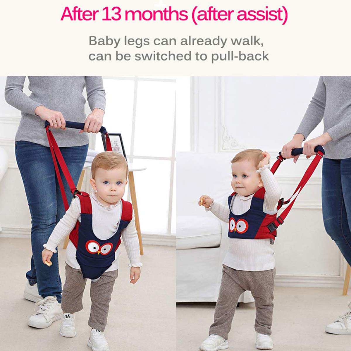 Baby Walker Toddler Walking Harness Safety Assistant Learning Walk Helper Protective Belt Breathable Handheld Adjustable Wings for 6-24 Months (Yellow, A)