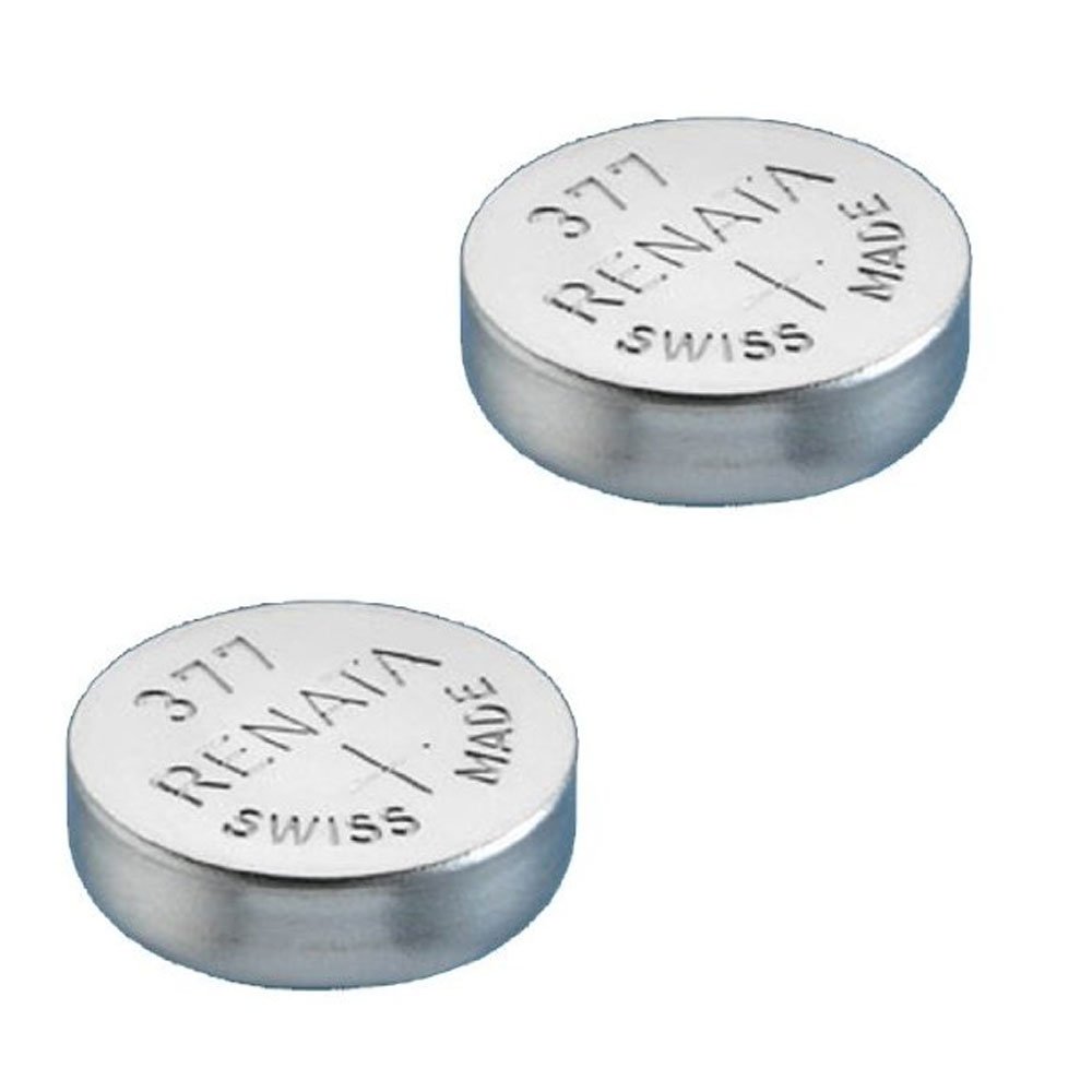 Renata Single Watch Battery Swiss Made Renata 377 or SR626SW or AG4 1.5V, Silver, 2 x 377 or SR 626 SW