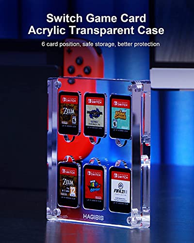 Hagibis Game Card Case for Nintendo Switch, 6 Cartridge Slots Holder Protective Shockproof Display Cabinet, Transparent Acrylic Game Storage Box for Switch NS NX (6 Slots)