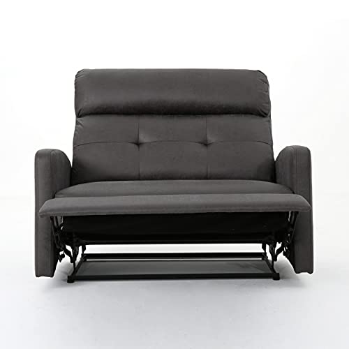 GDFStudio Hana Plush Cushion Tufted Back Loveseat Recliner (Microfiber/Slate)