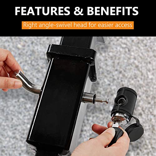 META Hardware Swivel Head Trailer Hitch Lock, Right Angle 1/2β and 5/8β Diameter Dual Bent Pin for Class I II III IV V Hitches, Anti-Theft Hitch Pin Lock Compatible with Tow Truck, Boat, Bike