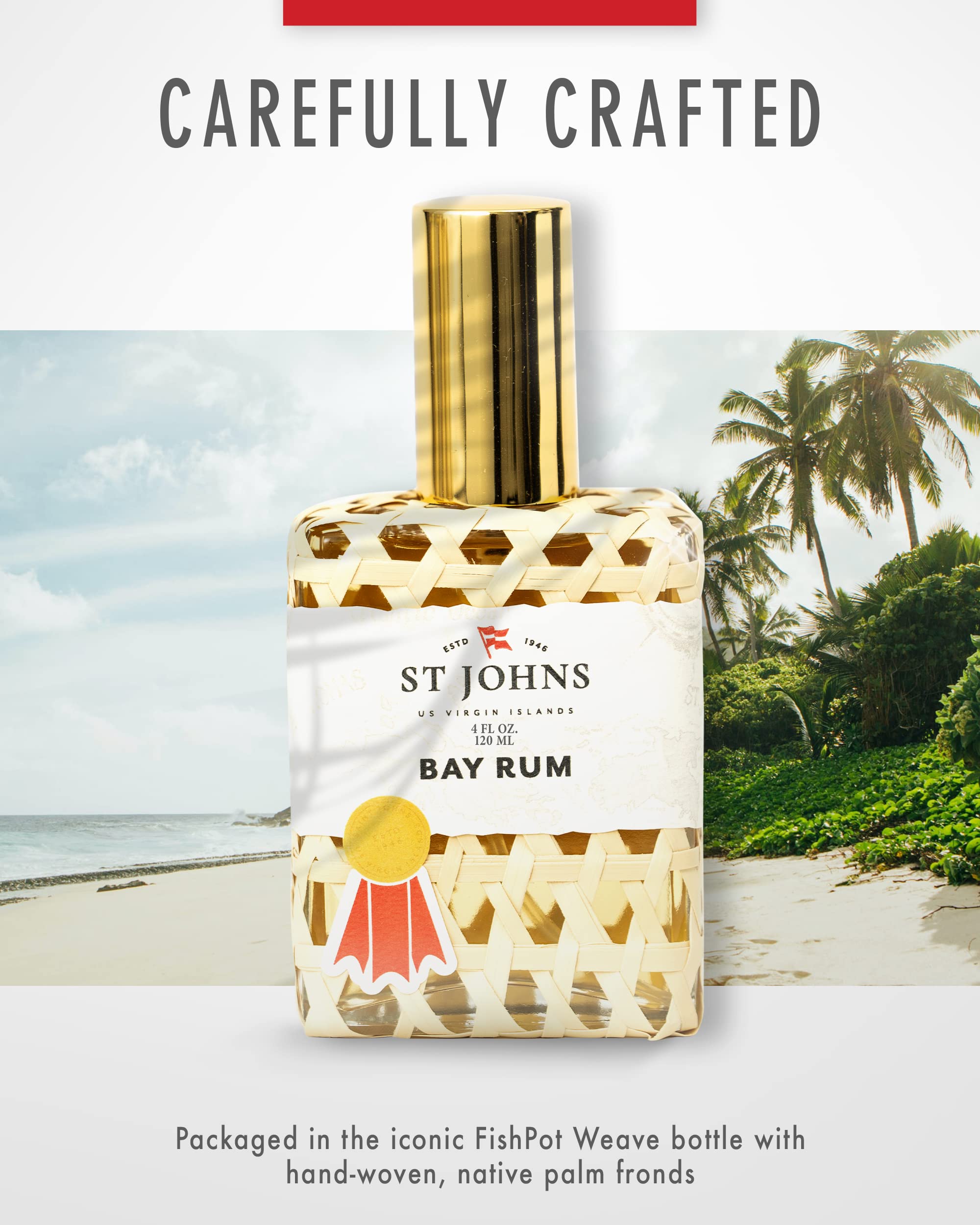 St. John Bay Rum Aftershave and Cologne | Made with Bay Leaves from The Virgin Islands | Bay Leaf After Shave Fragrance for Men | (4 oz)