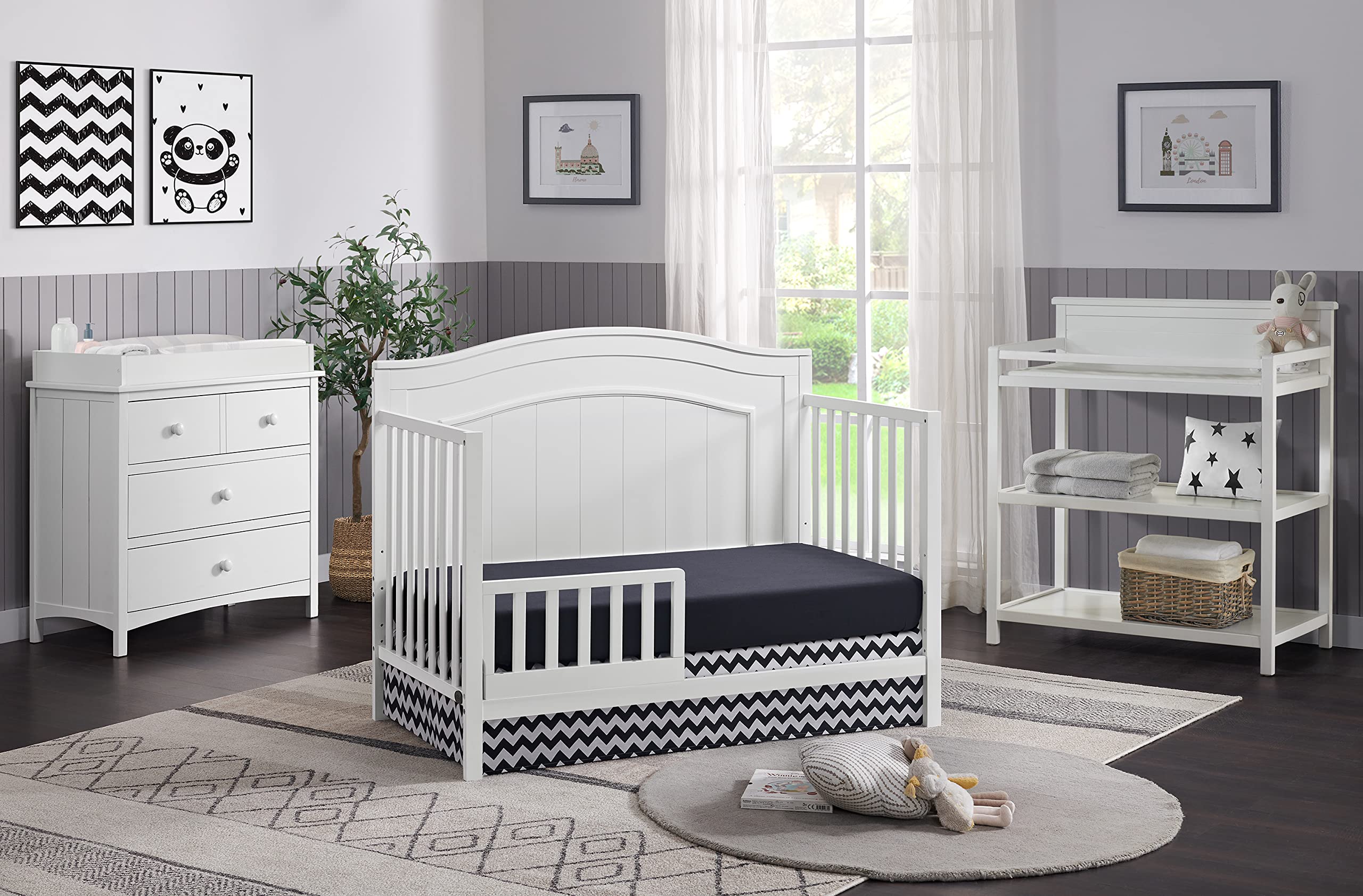 Oxford Baby Nolan/North Bay Crib to Toddler Bed Guard Rail Conversion Kit, Snow White, GreenGuard Gold Certified