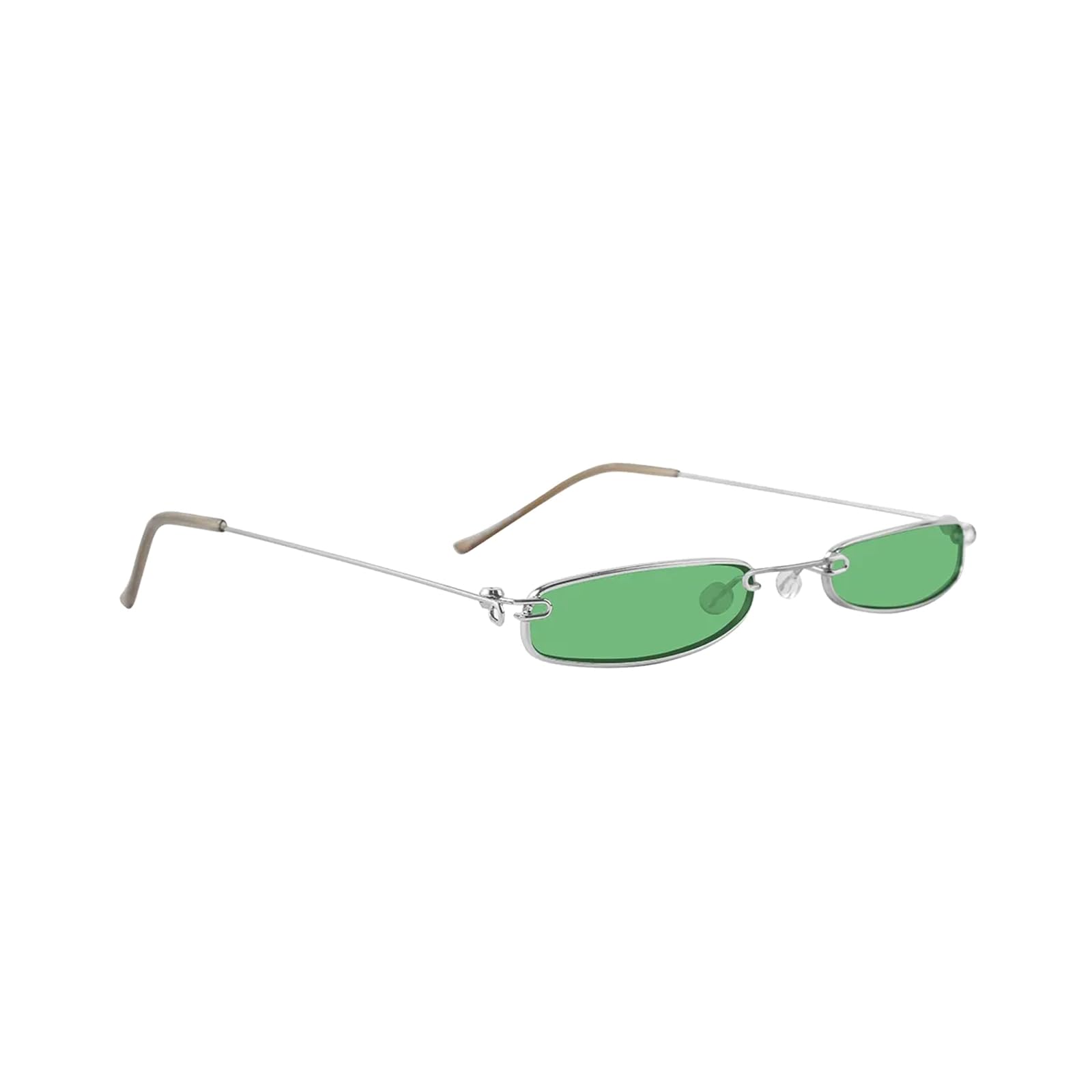Slocyclub Vintage Rectangle Skinny Sunglasses for Women Men, Retro Small Thin Sunglasses, Rimless Trendy Sunglasses