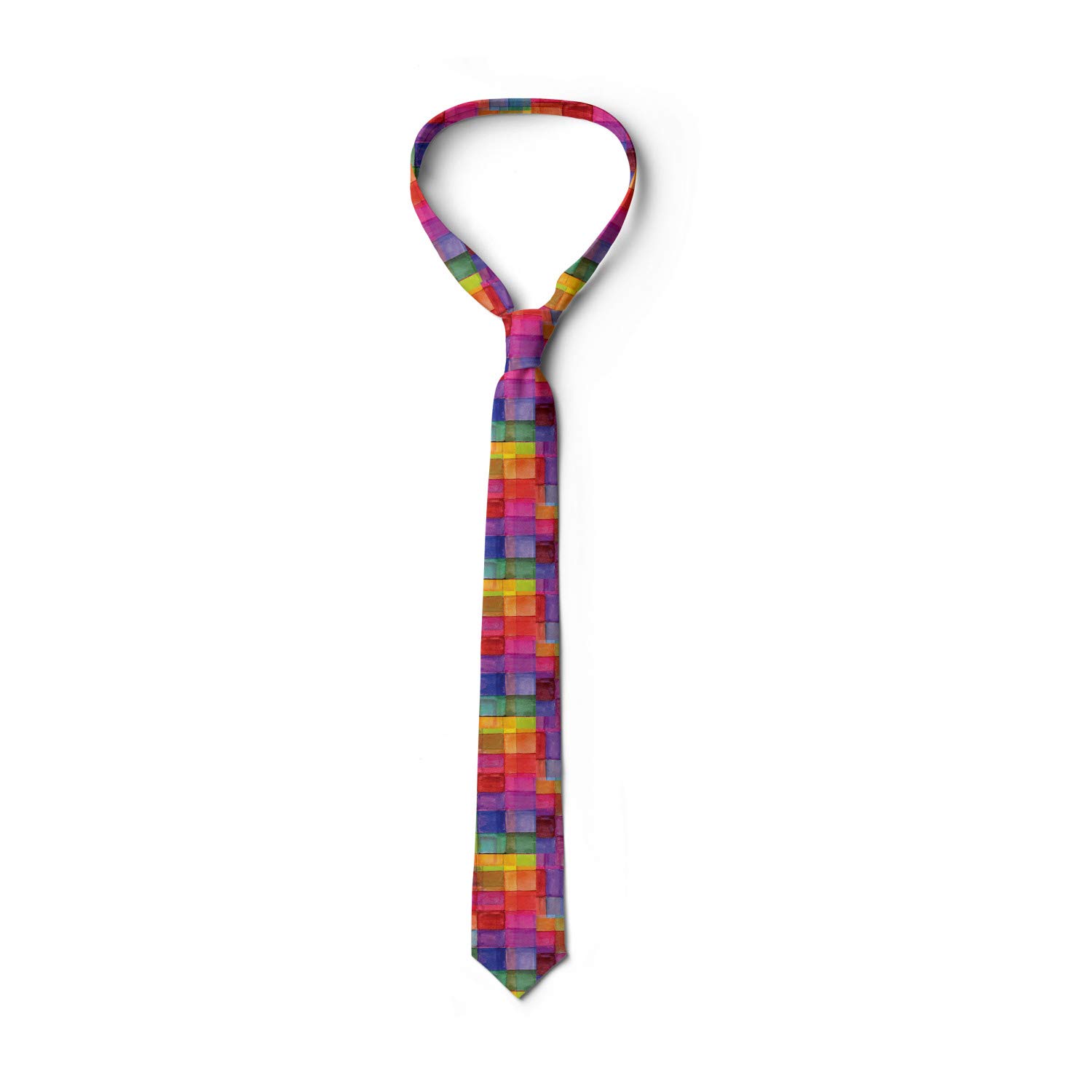 Ambesonne Rainbow Necktie for Men Casual & Dress Shirt Tie, 3.7", Purple Magenta
