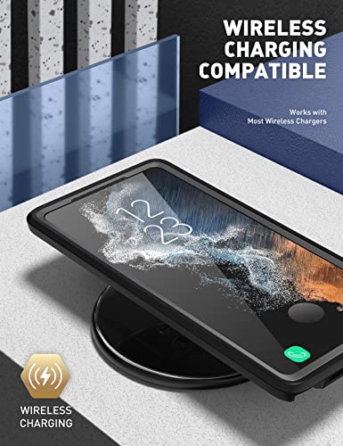 Clayco Xenon Series Case for Samsung Galaxy S22 Ultra (6.8 Inch) 5G 360 Degree Mobile Phone Case Robust Protective Bumper Case Full Cover with Integrated Screen Protector 2022 Edition (Black)