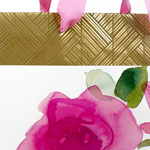 Hallmark 10" Large Square Gift Bag (Watercolor Flower and Vase) for Birthdays, Mothers Day, Anniversary, Bridal Showers and More