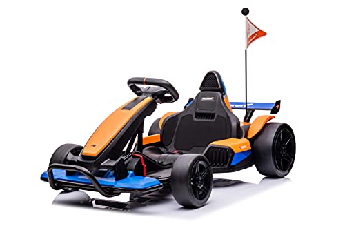 DAKOTT McLaren Electric Go Kart for Kids Ages 6-12, Up to 154 lbs, 24V 4-Wheel Electric Go Cart, 5-9 MPH Speed W/Drift Function, Orange, Large