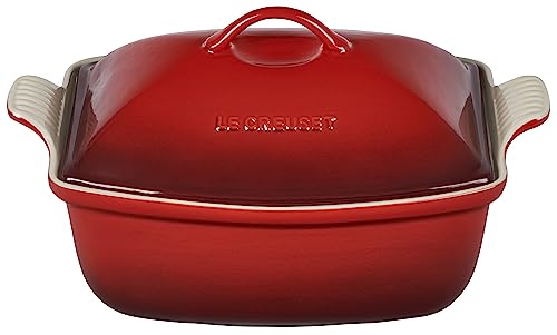 Le Creuset Heritage Stoneware Deep Baker with Lid, 4.5 qt., Cerise