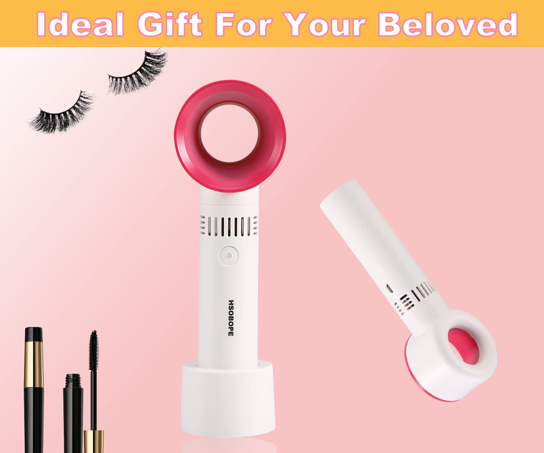 Eyelash Fan Dryer Portable USB Rechargeable Bladeless Mini Fan Handheld for Eyelash Extension, Air Conditioning Blower Cooling Dryer for Essential Eyelash Extension Supplies (White)