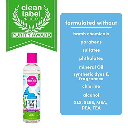 Dapple Breast Pump Soap Baby, 8 Fl Oz Bottle, Fragrance Free, Plant Based & Hypoallergenic Liquid Soap - Easy Rinse Formula Removes Milk Residue & Leaves No Taste