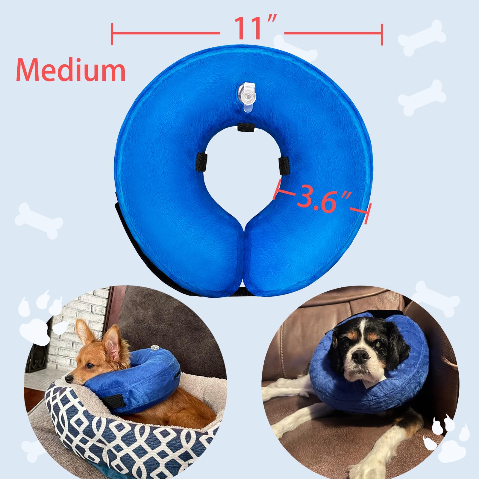 Dog Cone Inflatable Collar Comfort Adjustable, Dog Cone Collar for Small Medium Large Dogs for After Surgery, Soft Protective Cone for Pet Dogs, Dog Neck Donut Collar Inflatable Dog Recovery Collar
